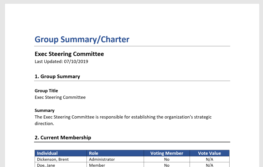 Generating a Group Summary Document – GovernSpot