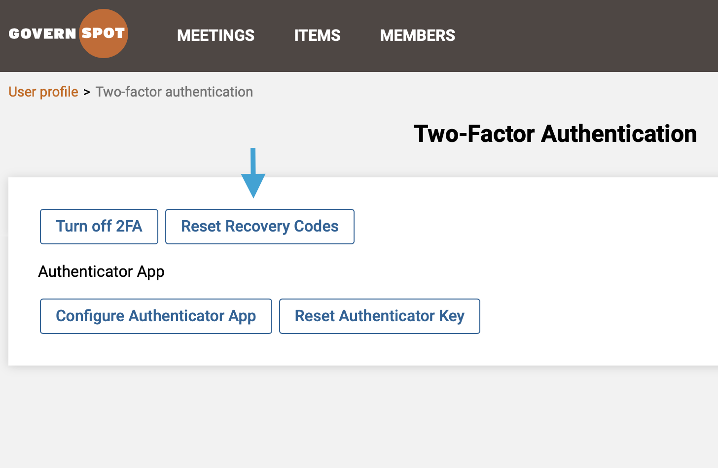 Generating New Recovery Codes for Your User Account – GovernSpot