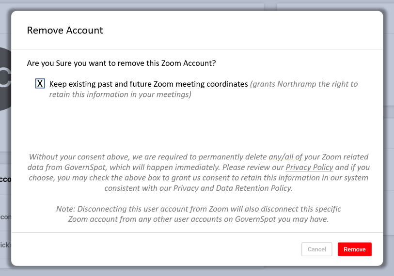 Uninstallation - Disconnecting a Zoom Account from GovernSpot – GovernSpot