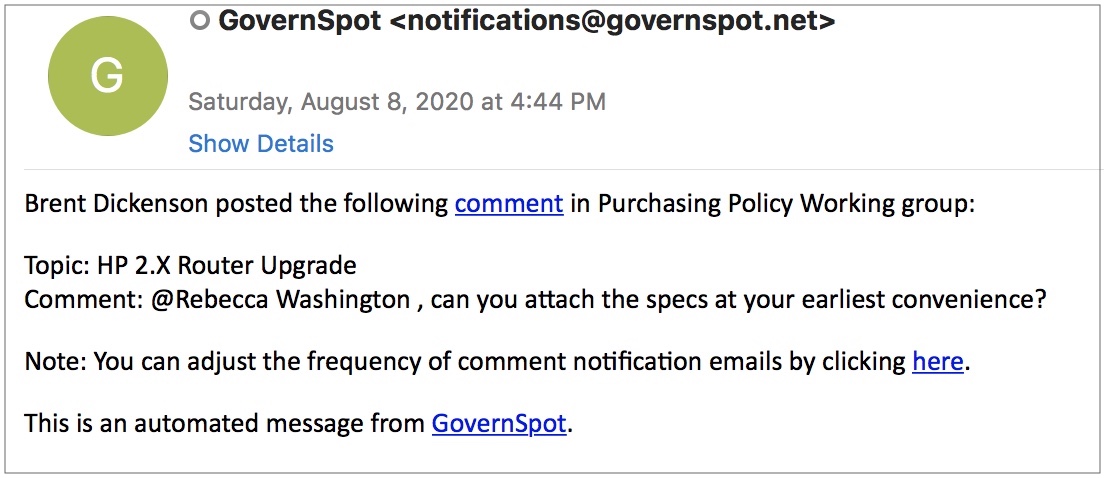 Adding an @Mention to a Topic Comment – GovernSpot